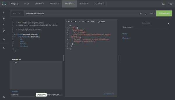 Working with file uploads using Altair GraphQL · XKoji.dev