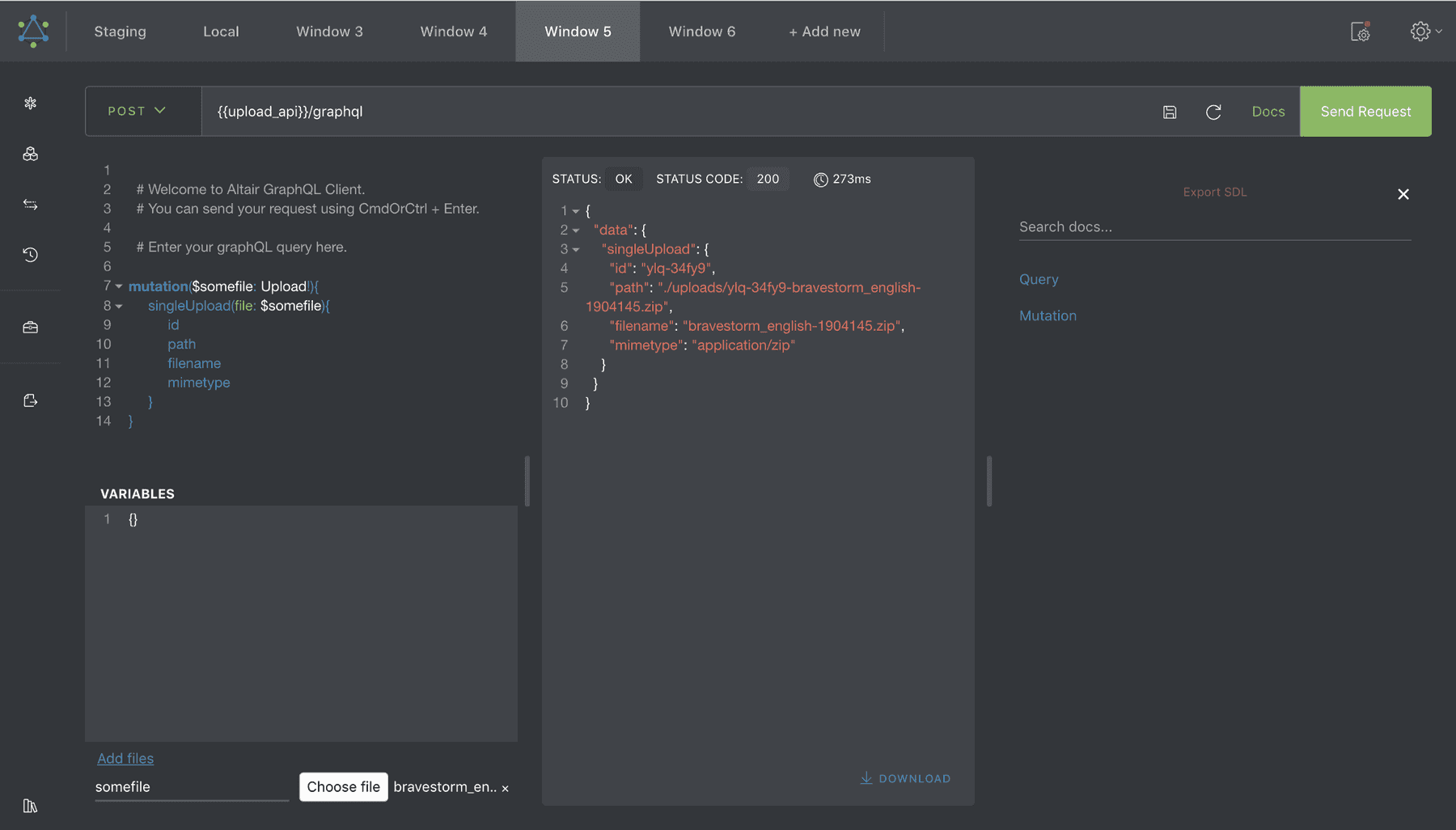 Working with file uploads using Altair GraphQL · XKoji.dev